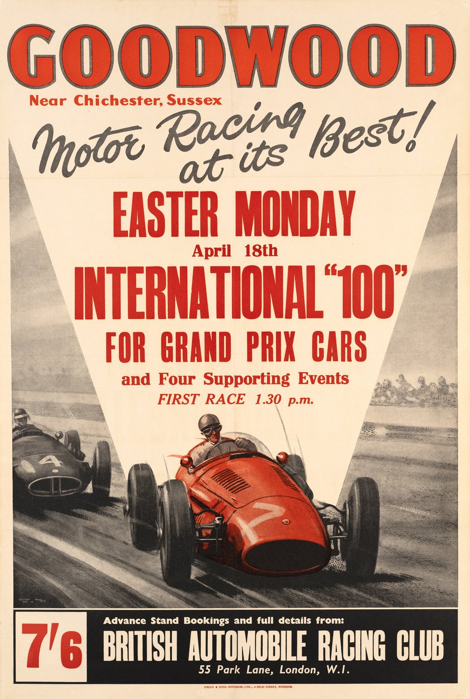 Affiche ancienne – Goodwood, Motor Racing at it's best, International ...