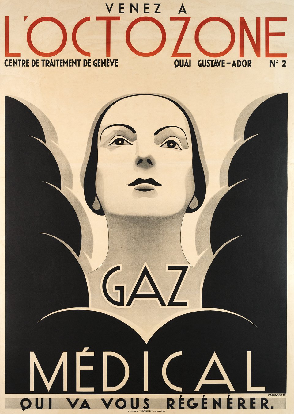 Vintage poster – Venez à l'Octozone, Gaz médical qui va vous régénérer ...