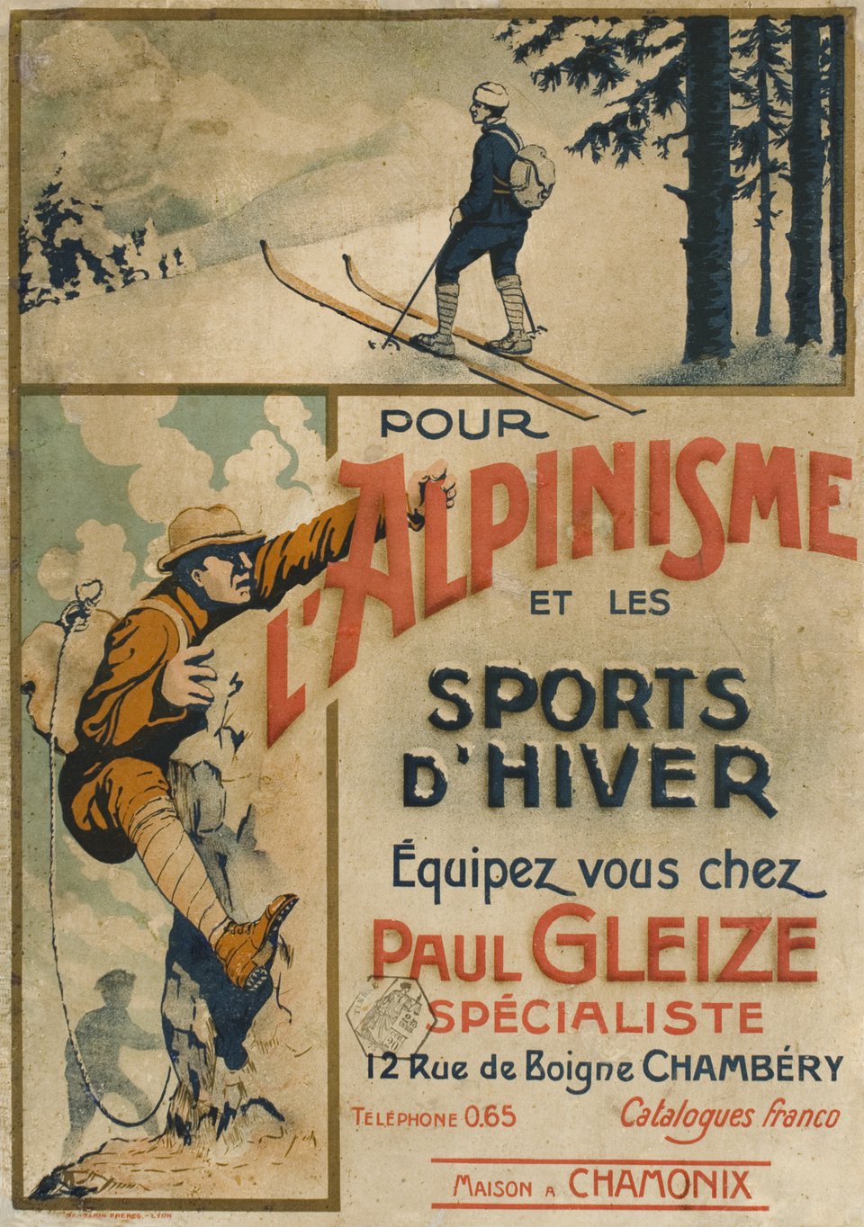Affiche ancienne – Chamonix, Pour l'alpinisme et les sports d'hiver ...